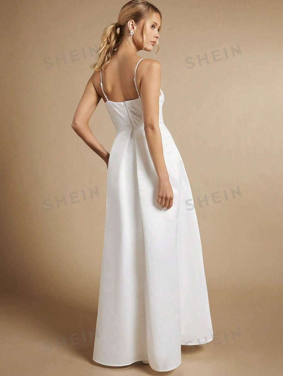 SHEIN Belle Solid Cami Wedding Dress Without Veil | SHEIN USA