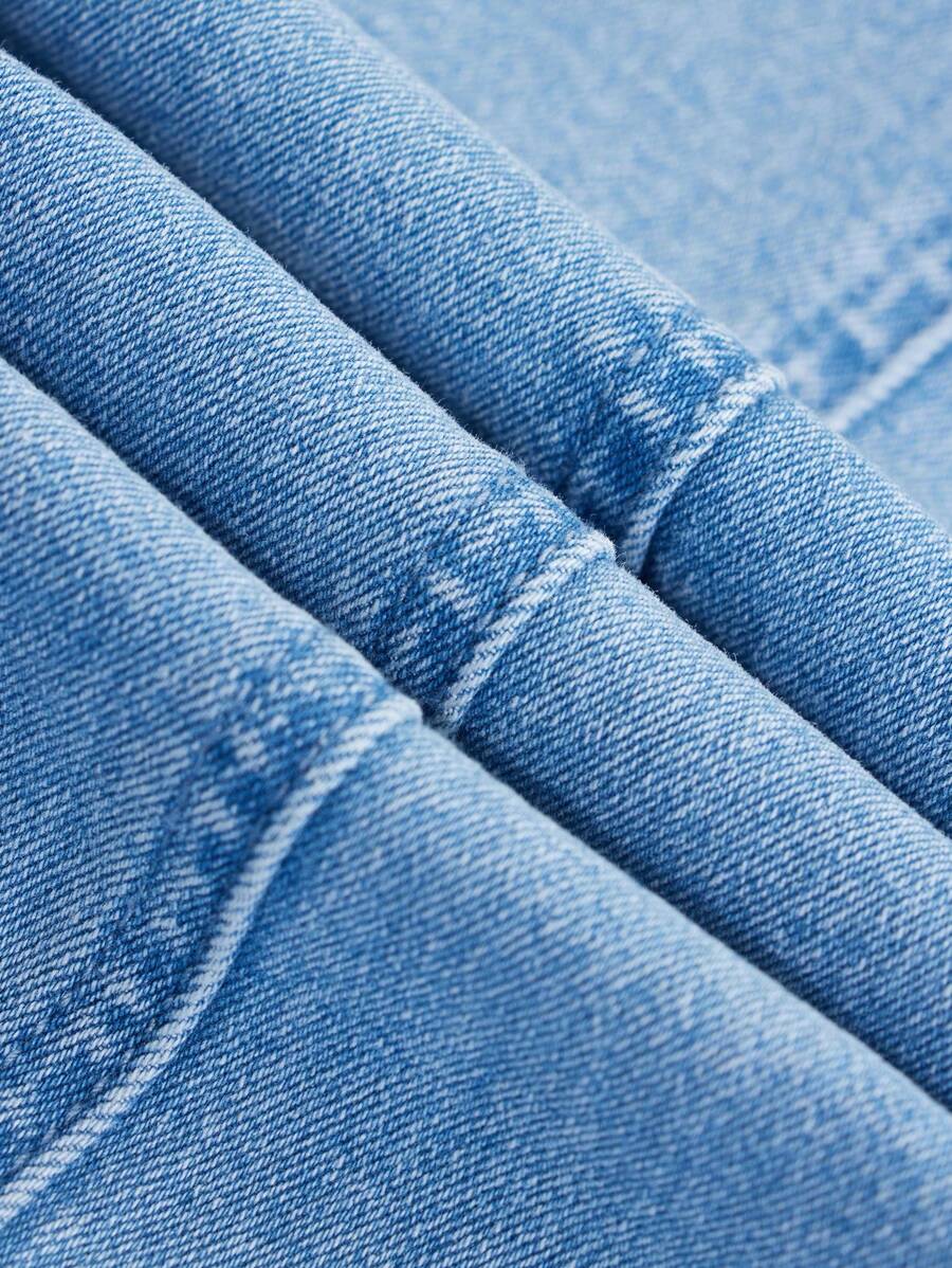 SHEIN Tienermeisje Ritssluiting Jeans met brede pijpen | SHEIN Nederland