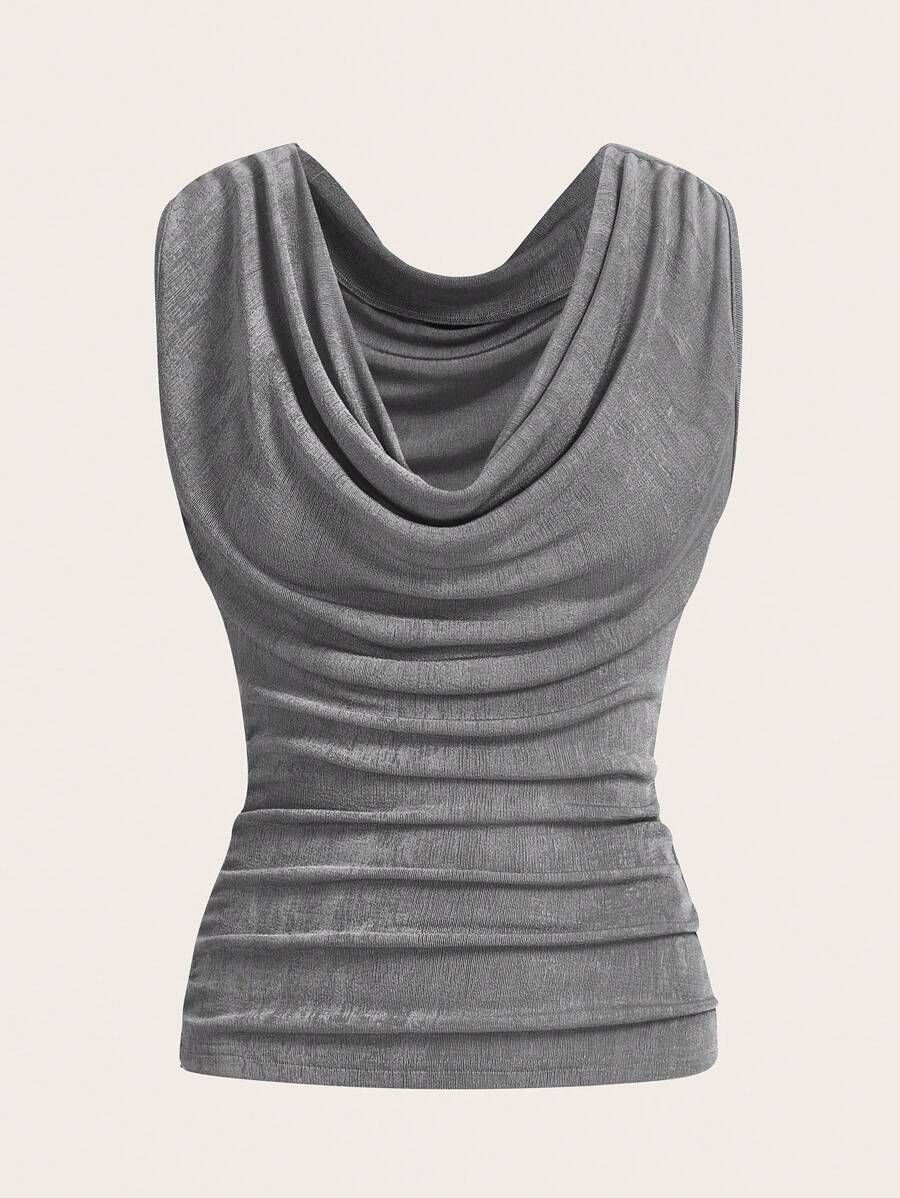 SHEIN ICON Solid Draped Tank Top | SHEIN USA