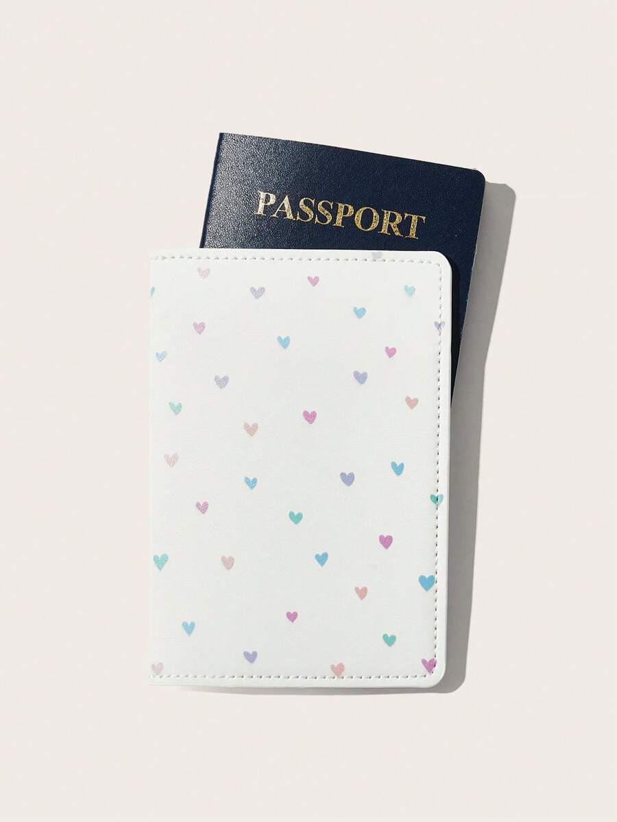 Maryam Alam Capa de Passaporte em Couro PU com Gráfico de Coração ...