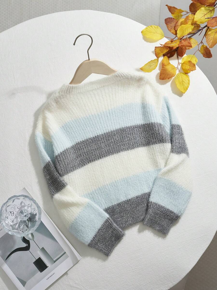 SHEIN Tween Girl Casual Round Neck Pullover Knitwear In Multiple Colors ...