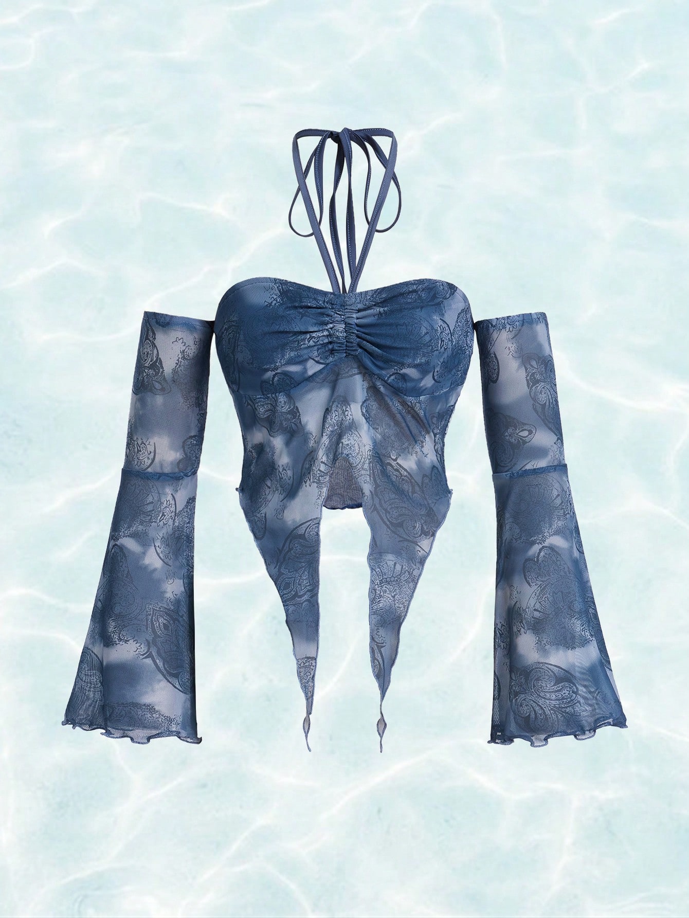 ROMWE Hippie Tie Dye Drawstring Asymmetrical Hem Halter Top | SHEIN USA