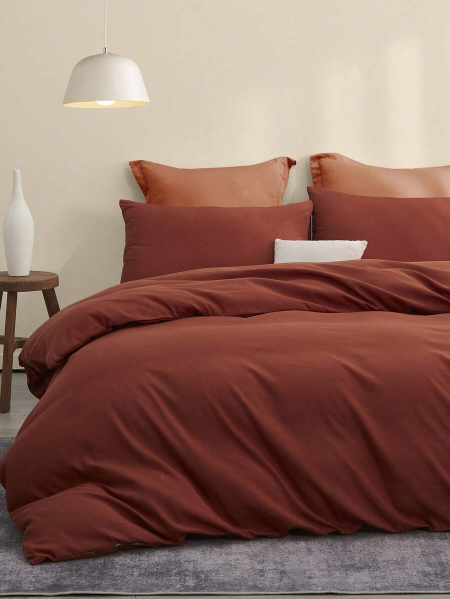Solid Color Duvet Cover Set Without Fillers | SHEIN USA