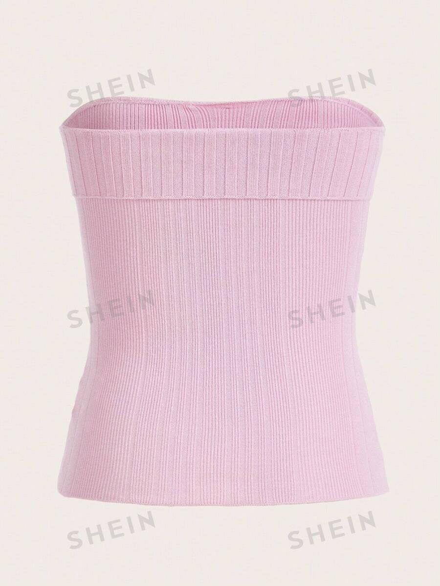 SHEIN MOD Summer Dopamine Pink Bow Front Tube Knit Top | SHEIN USA