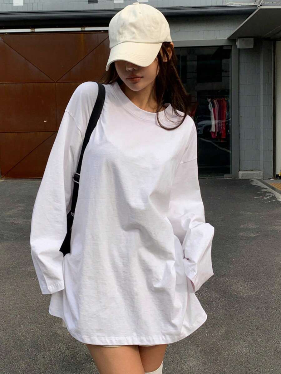 DAZY Solid Drop Shoulder Oversized Tee | SHEIN USA