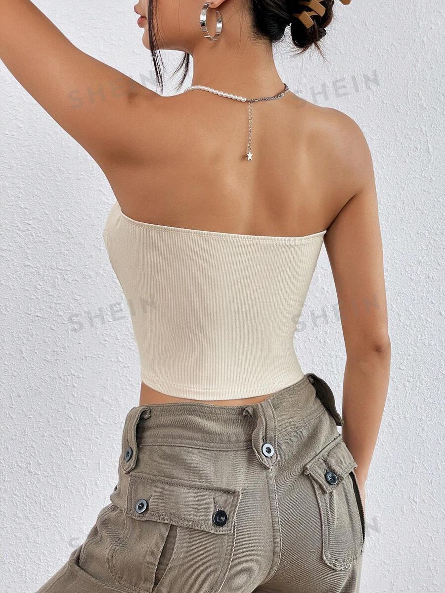 Shein X Marika Sila Shein Ezwear Solid Rib Knit Tube Top Shein Usa