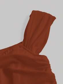 SHEIN MOD Off Shoulder Ruched Mesh Fish Bone Decoration Summer Top ...