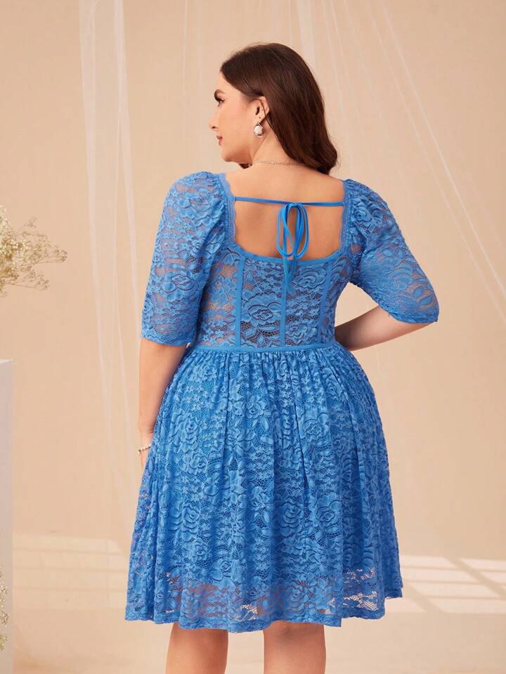 Royal Blue Lace Overlay Dress