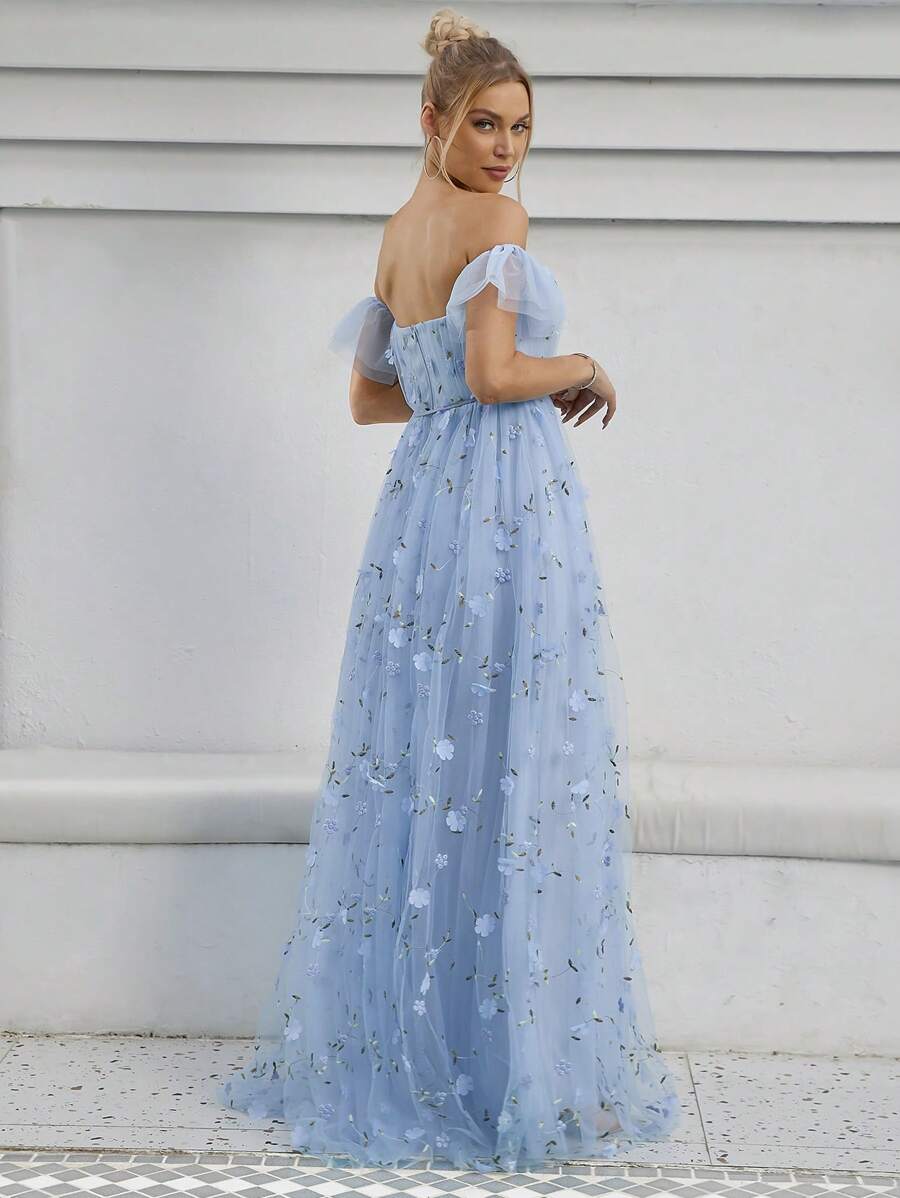 1pc Sweetheart Neck Embroidered Lace Applique High-Low Hem Bridal Wedding Dress Elegant Dress ...