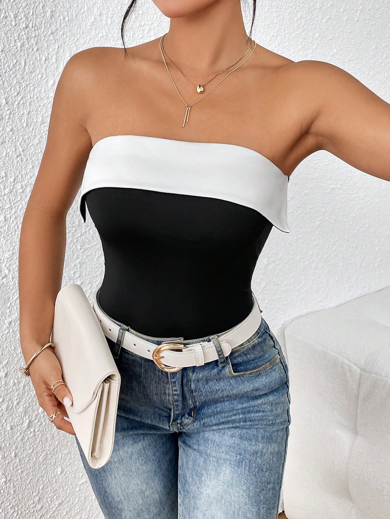 SHEIN Essnce Two Tone Tube Top | SHEIN USA
