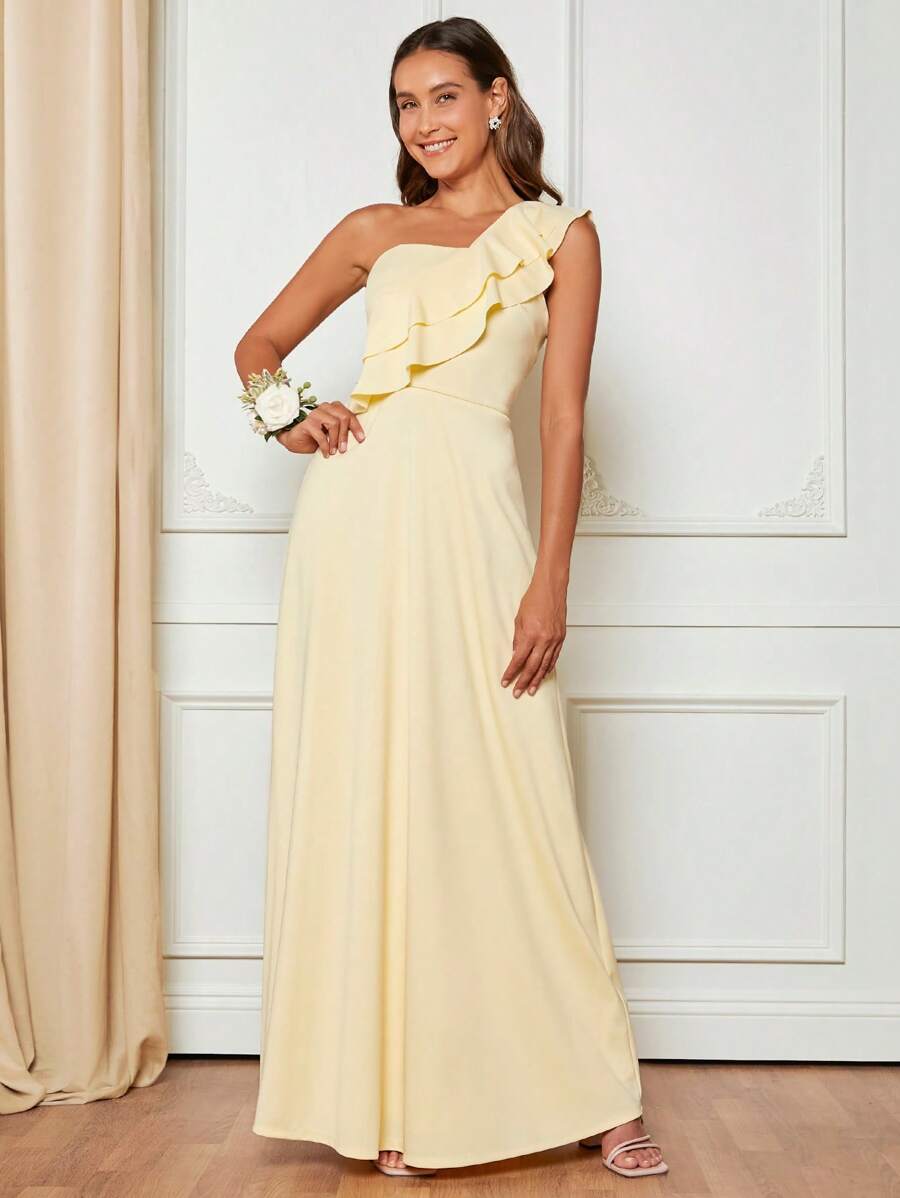 SHEIN Belle One Shoulder Ruffle Trim Dress | SHEIN USA
