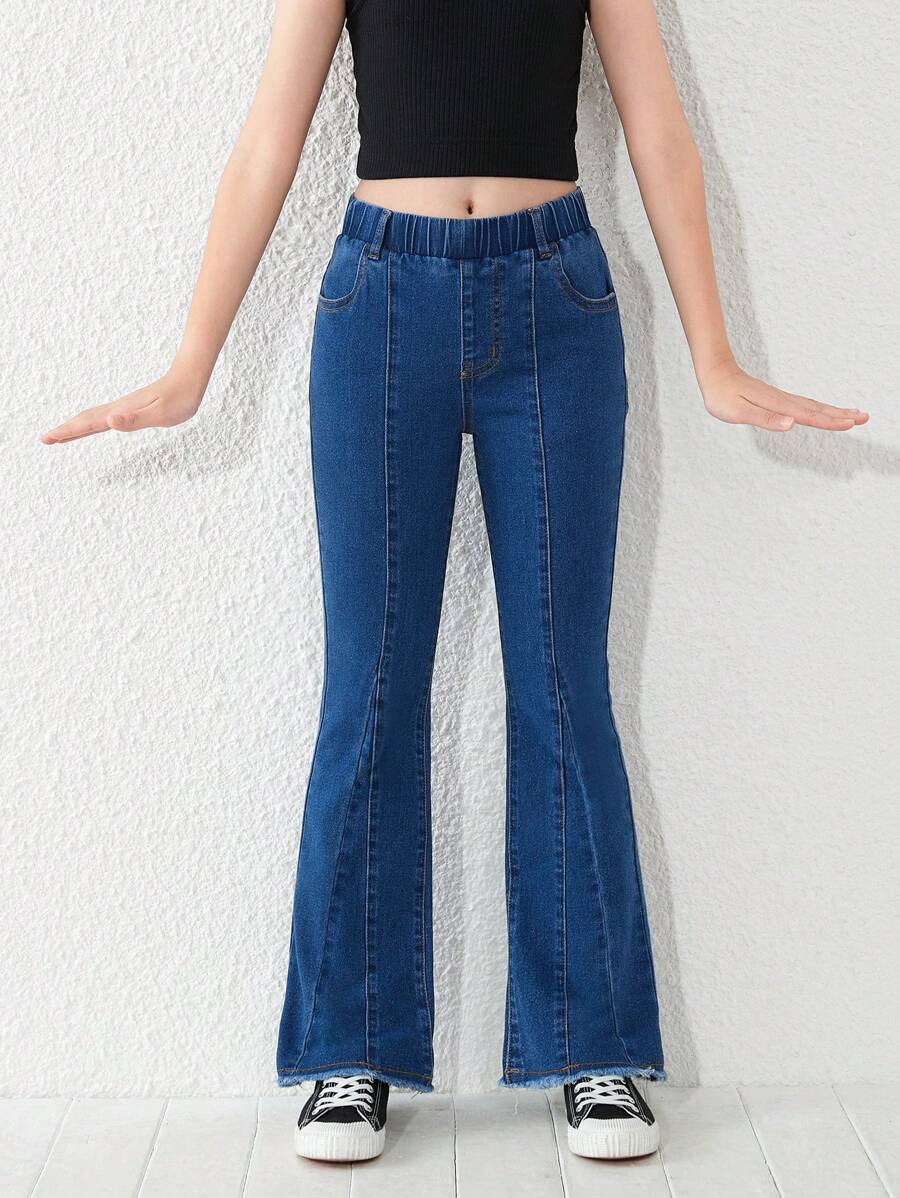 Streecool Kids Tween Girl Solid Flare Leg Jeans | SHEIN USA