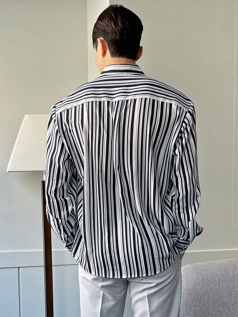 DAZY Men Striped Print Button Front Shirt | SHEIN UK