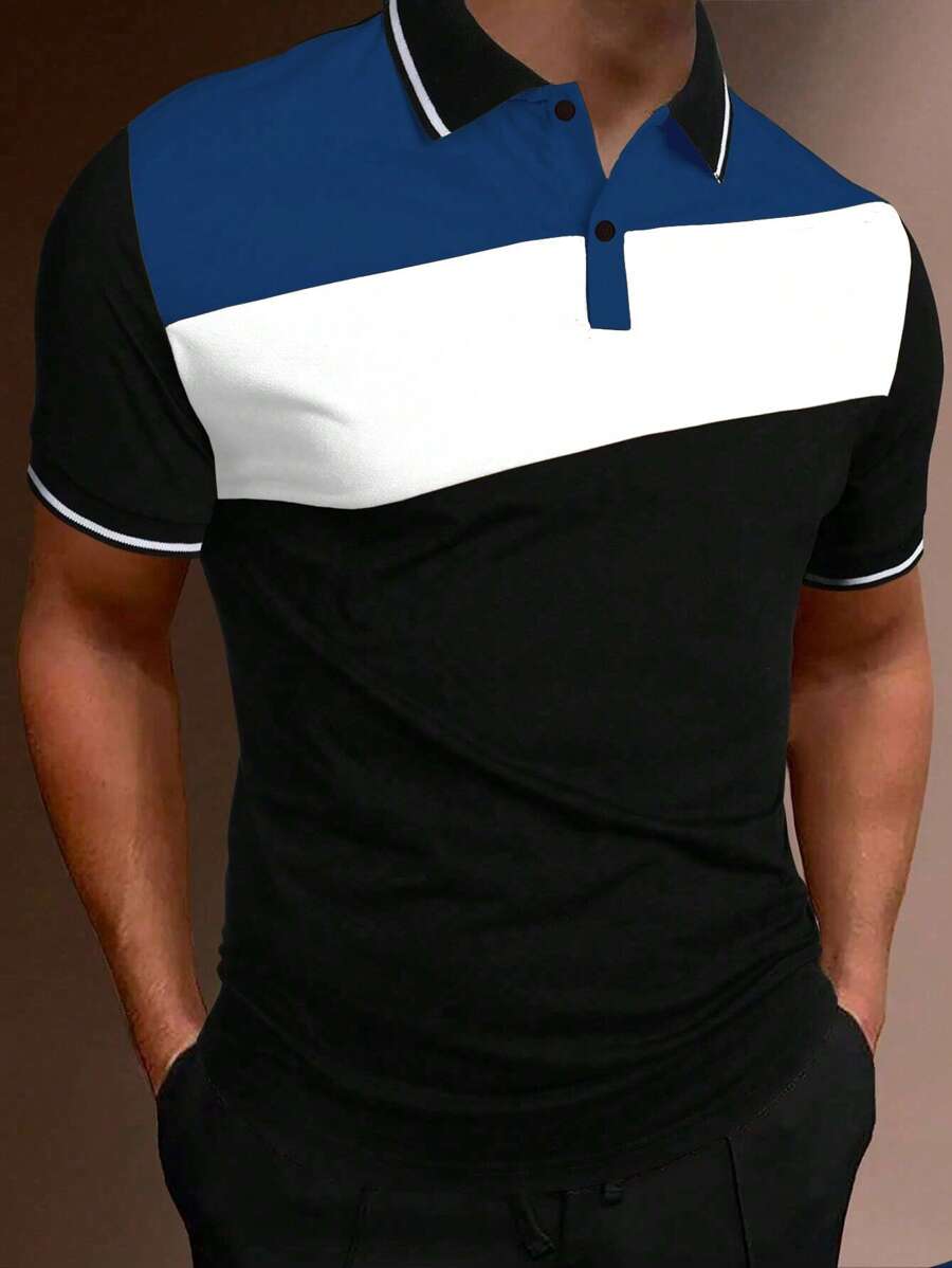 Manfinity Men Plus Color Block Polo Shirt | SHEIN USA
