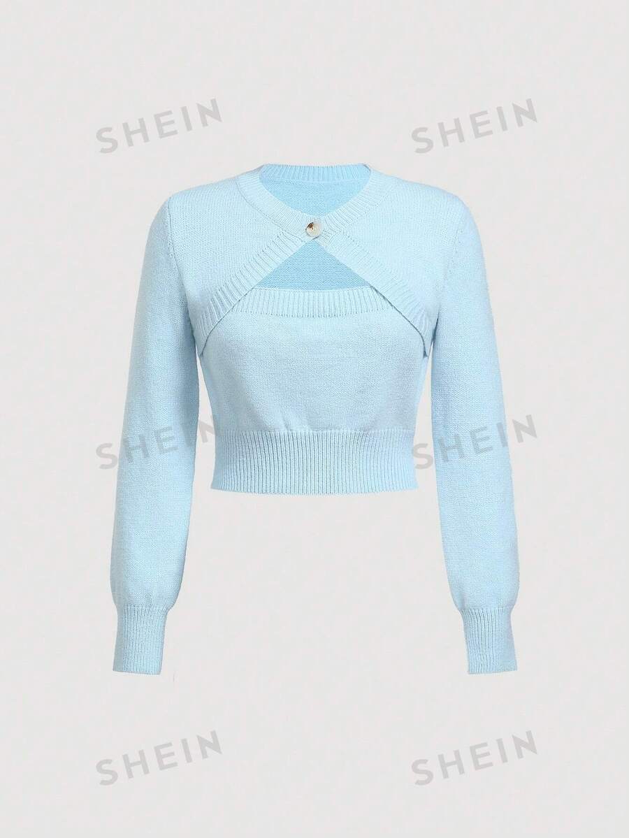 SHEIN MOD Jersey unicolor con abertura delantera | Moda de Mujer ...