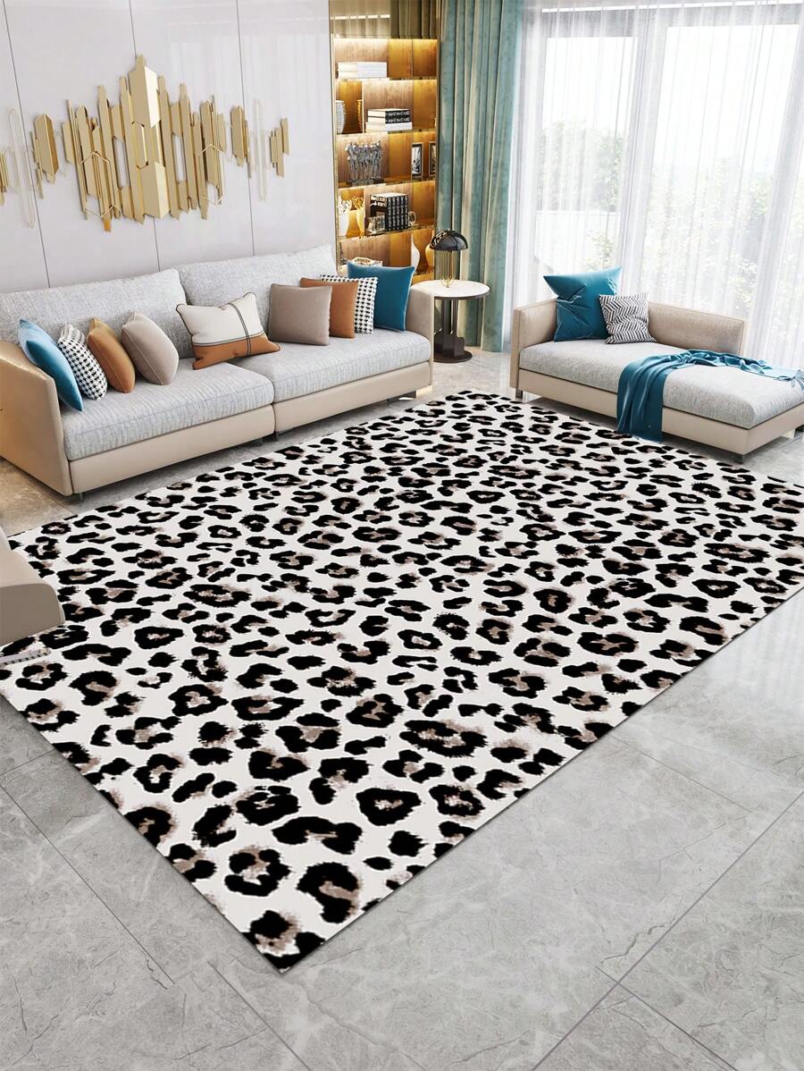Anis Illustration Leopard Printed Living Room Decorative Carpet | SHEIN USA
