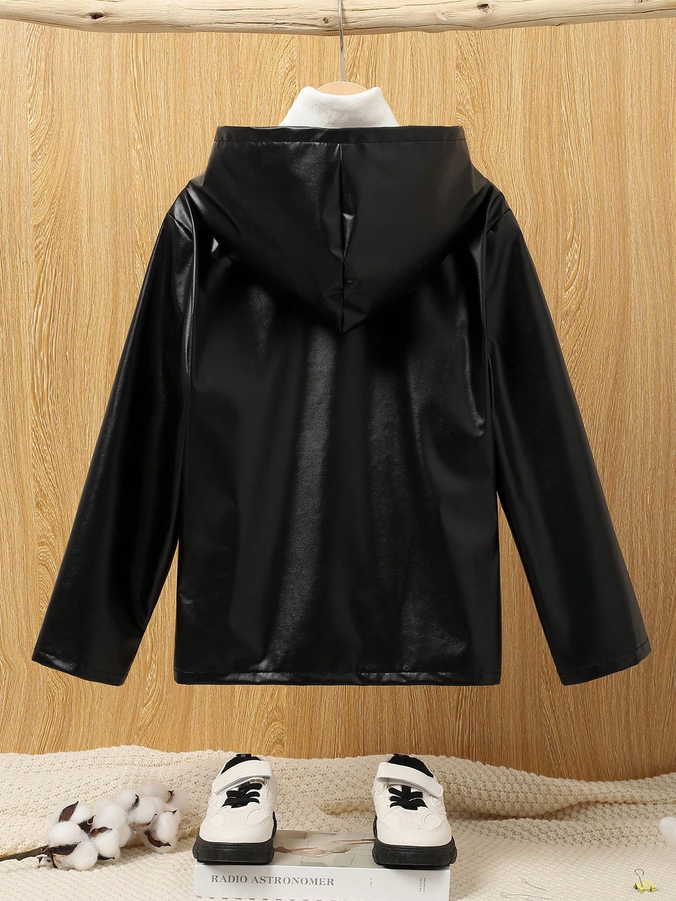 SHEIN Kids EVRYDAY Tween Boys' Casual Hooded Loose Fit Comfortable PU ...