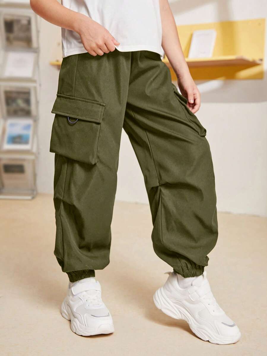 SHEIN Tween Boys' Casual Cool Side Flap Pocket Cargo Pants | SHEIN USA