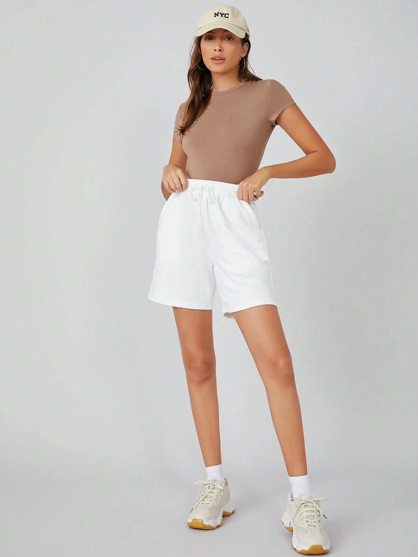 SHEIN BASICS Cap Sleeve Solid Crop Top | SHEIN USA