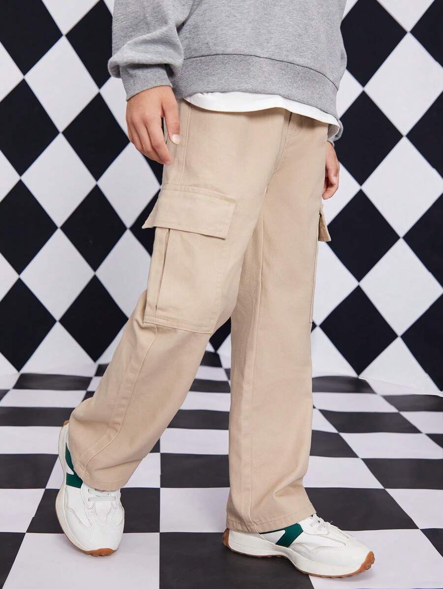 Tween Boy Flap Pocket Side Cargo Pants | SHEIN USA