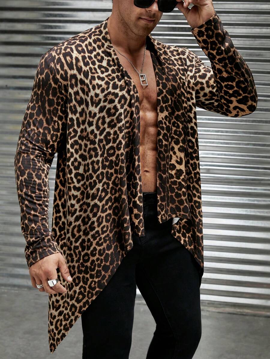 Manfinity LEGND Men Leopard Print Open Front Coat | SHEIN USA