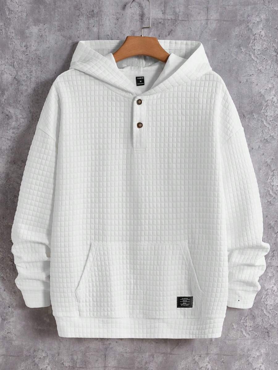 Manfinity Homme Loose Fit Men's Pullover Hoodie With Letter Patchwork ...