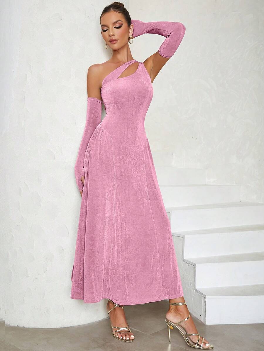 One Shoulder Cut Out Dress With Armsleeves | SHEIN USA