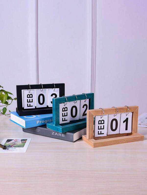 Wooden Flippable Calendar For Home Office Desk, Dorm, Simple Style ...