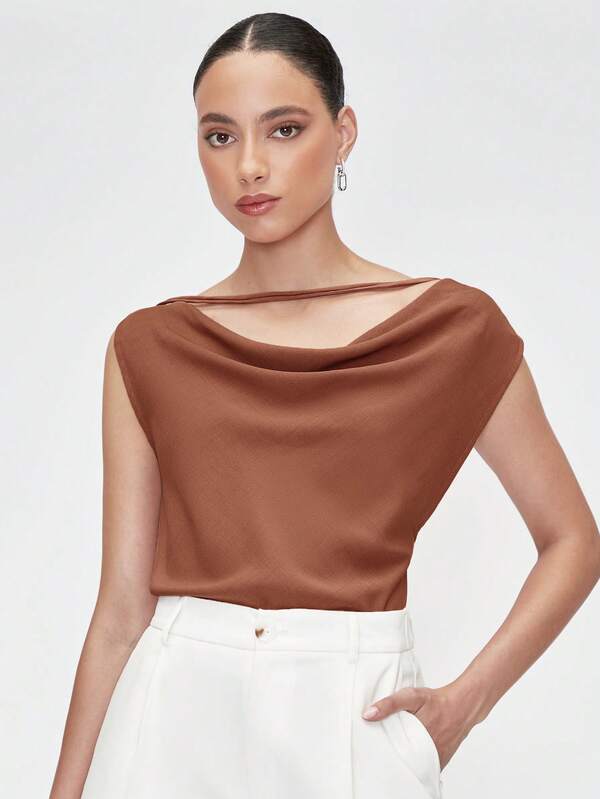 SHEIN BIZwear Asymmetrical Neck Top Workwear | SHEIN USA