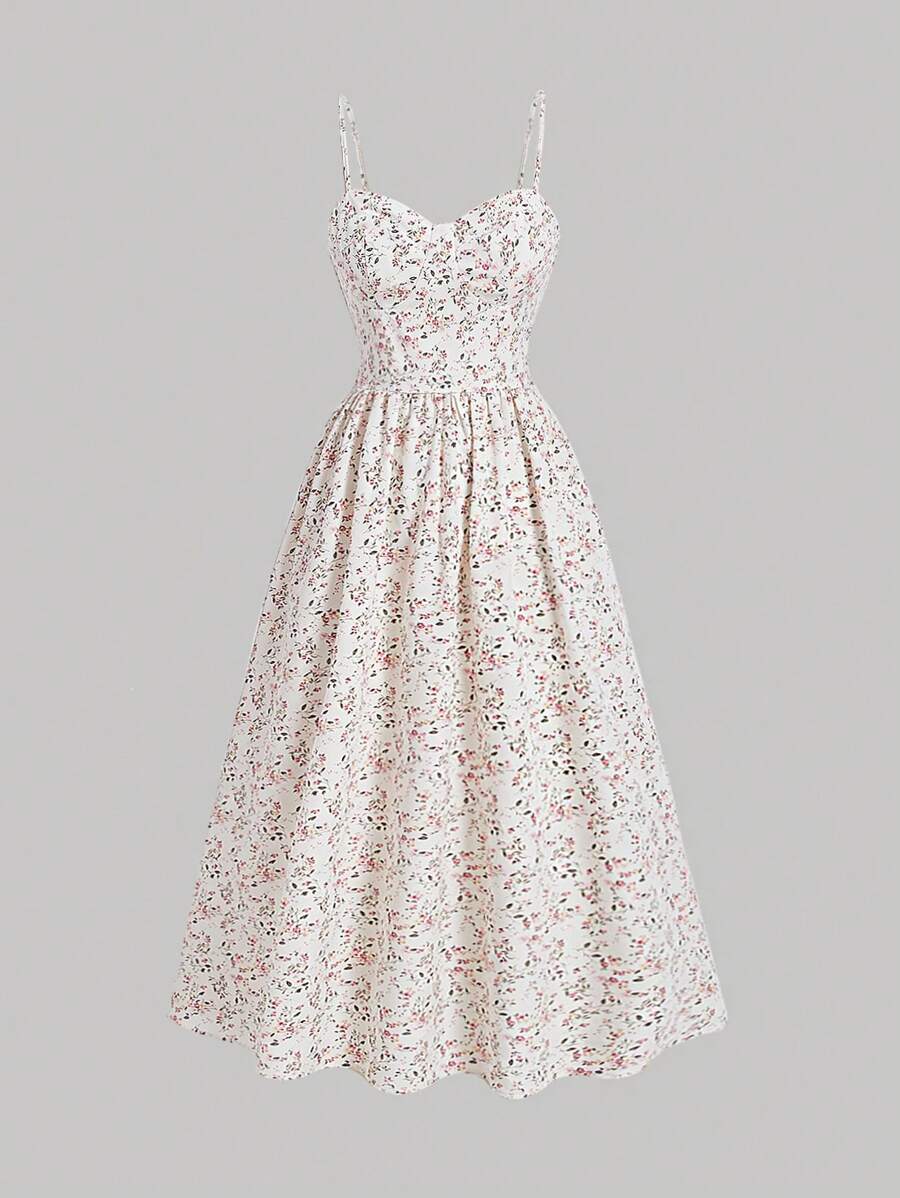 SHEIN MOD Break Long Dress Ditsy Floral Print Cami Dress Summer Clothes ...