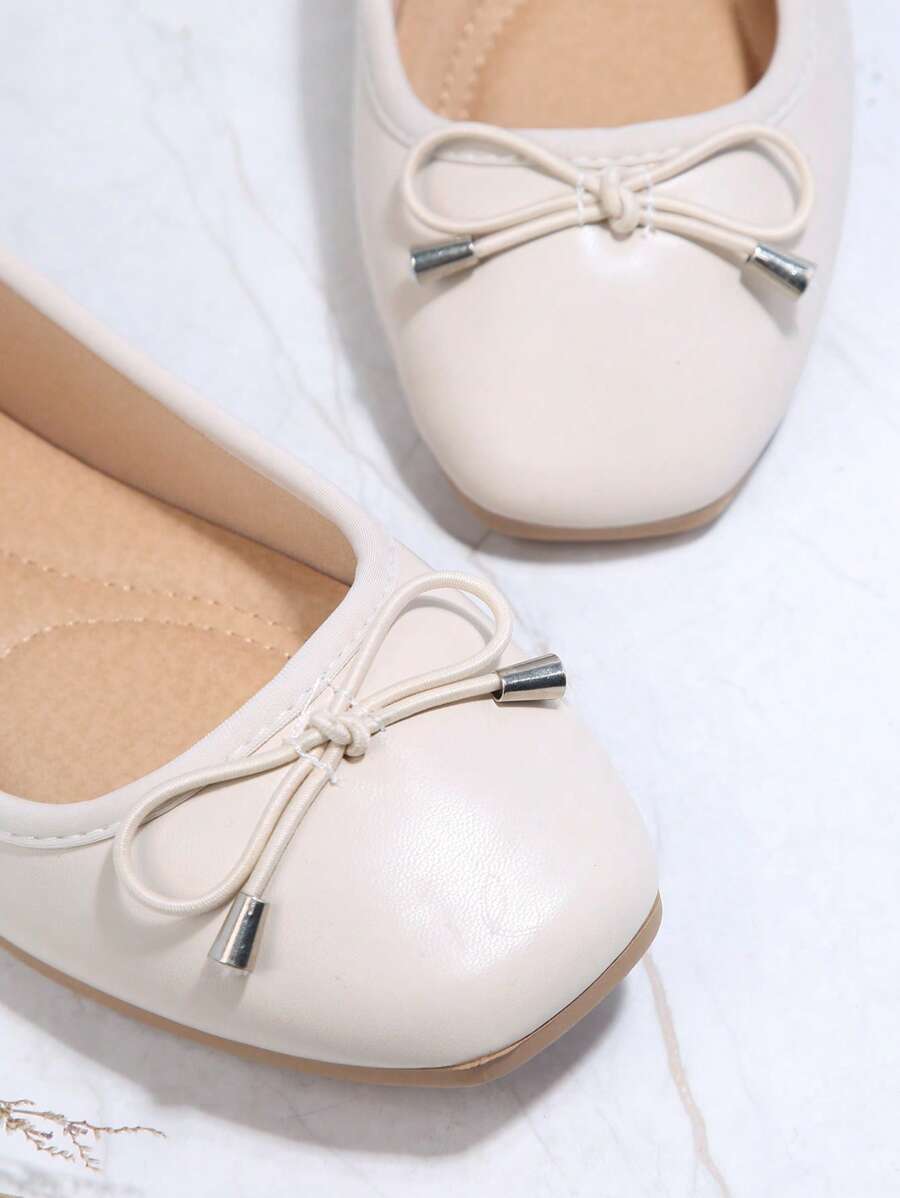Bow Decor Square Toe Ballet Flats | SHEIN USA