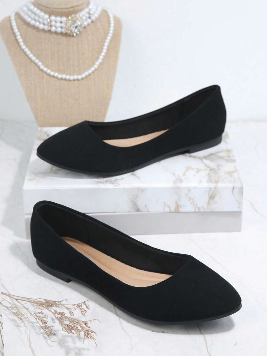 SHUZIA Women Shoes Comfort Classic Almond Toe Flat Pu Black Flat Summer ...