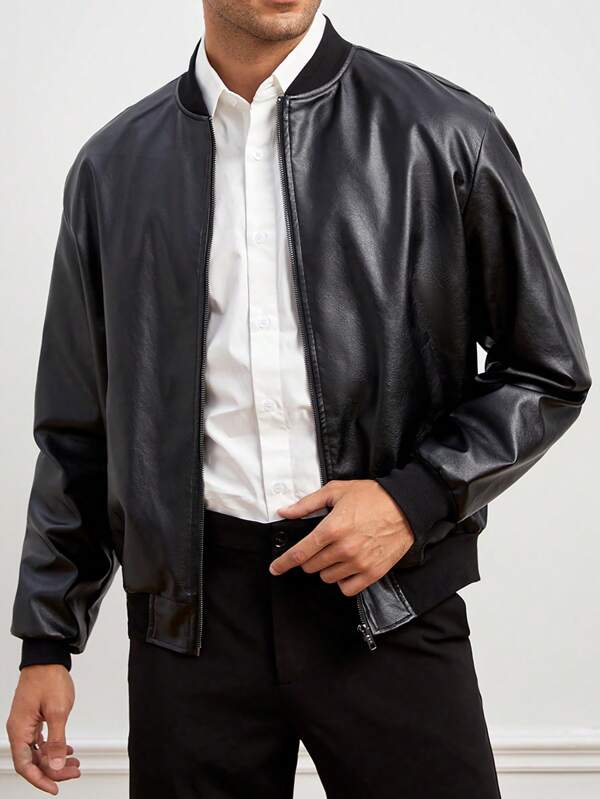 Manfinity Homme Men Pu Leather Bomber Jacket Shein Usa