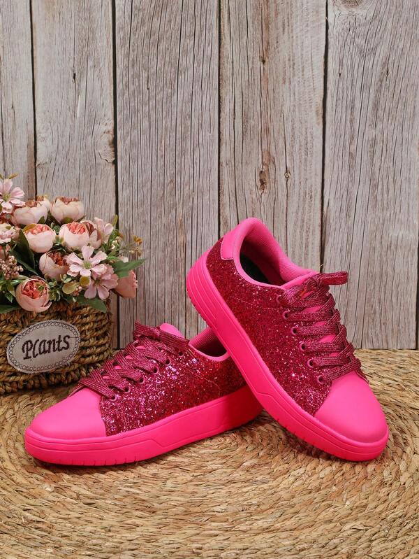 Color Block Casual Sneakers With Illuminated Laces Suitable For Roller