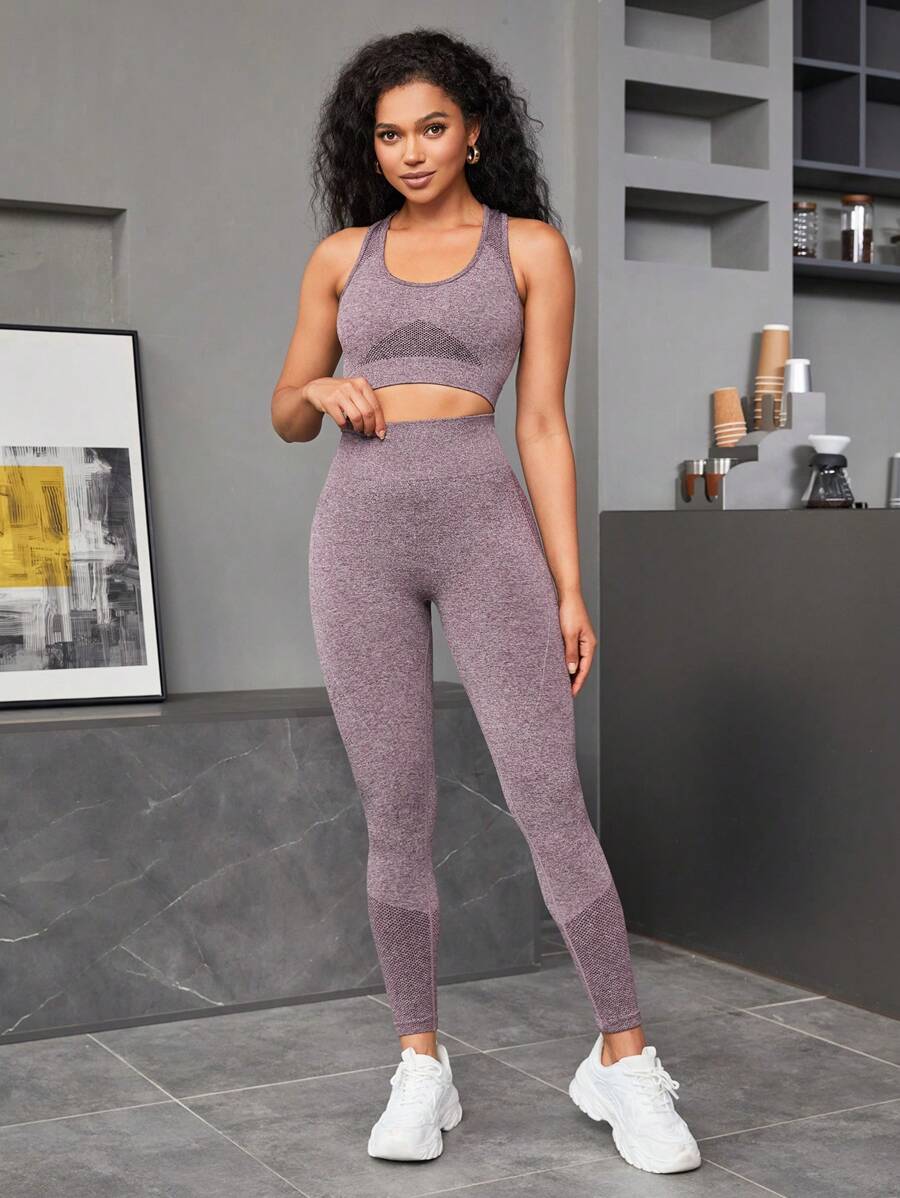 SHEIN Sport Studio Seamless High Stretch Sports Bra With Leggings ...