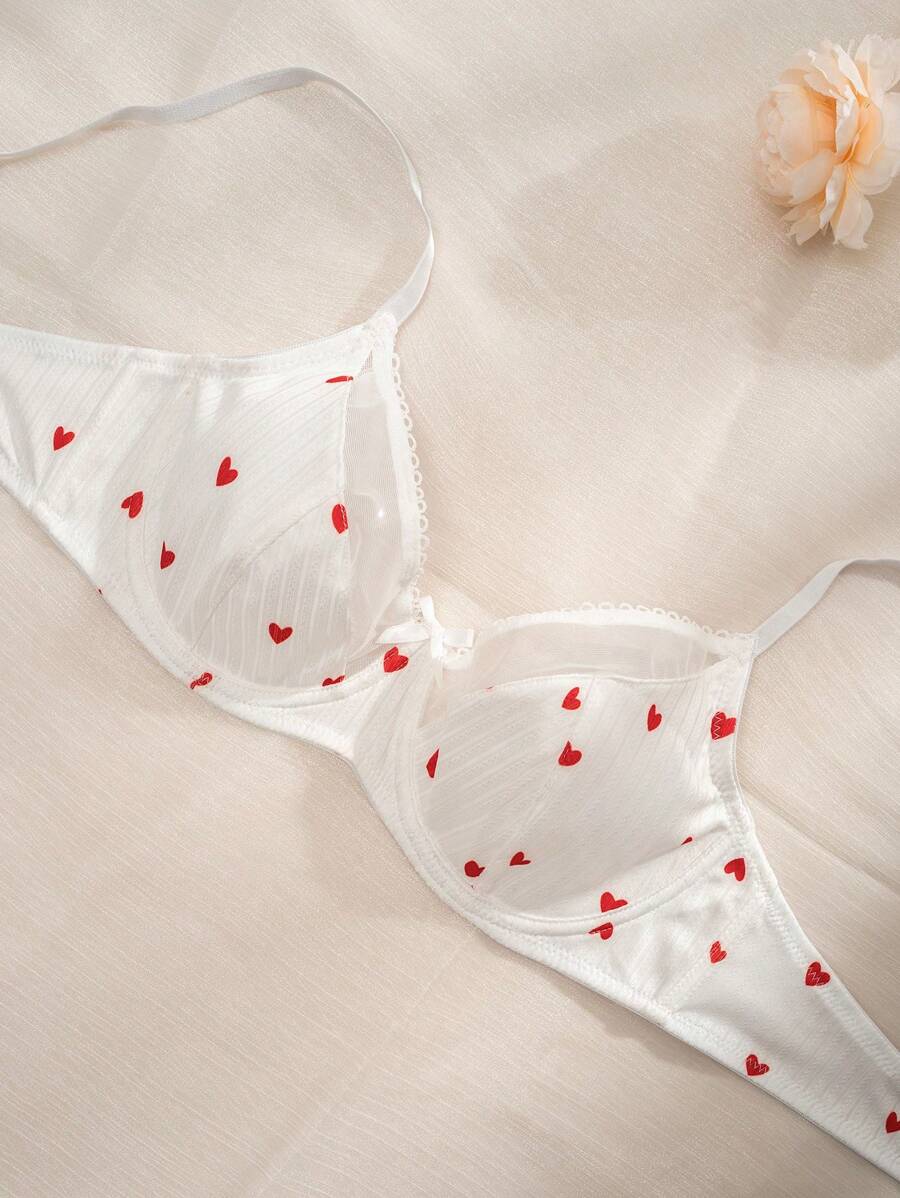 PetitDoll Heart Print Bra Lingerie, Kawaii | SHEIN USA
