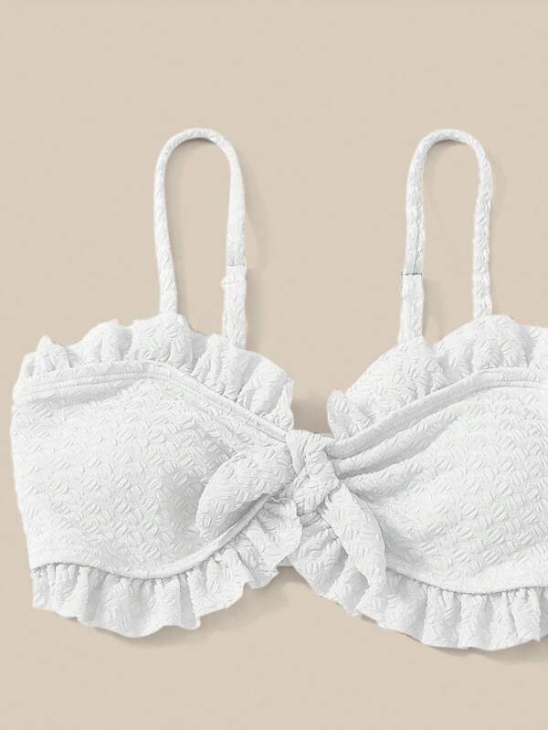 Tween Girl Frill Trim Bikini Swimsuit With Beach Skirt | SHEIN UK