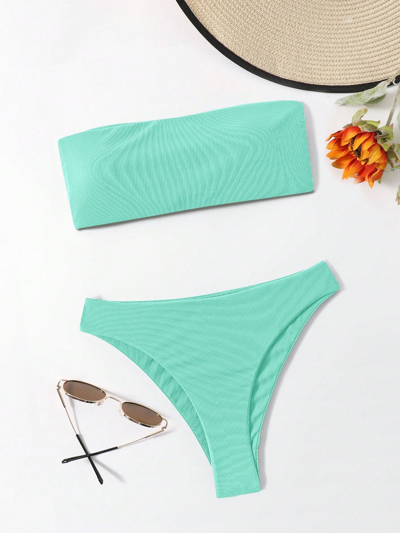 Plain Bandeau Bikini Swimsuit Shein Usa