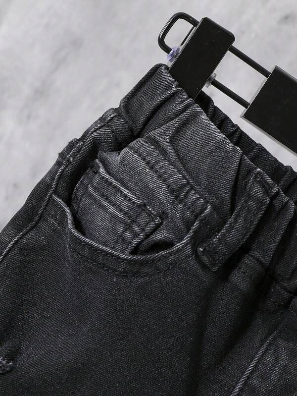 SHEIN Young Boy Ripped Frayed Elastic Waist Jeans | SHEIN USA