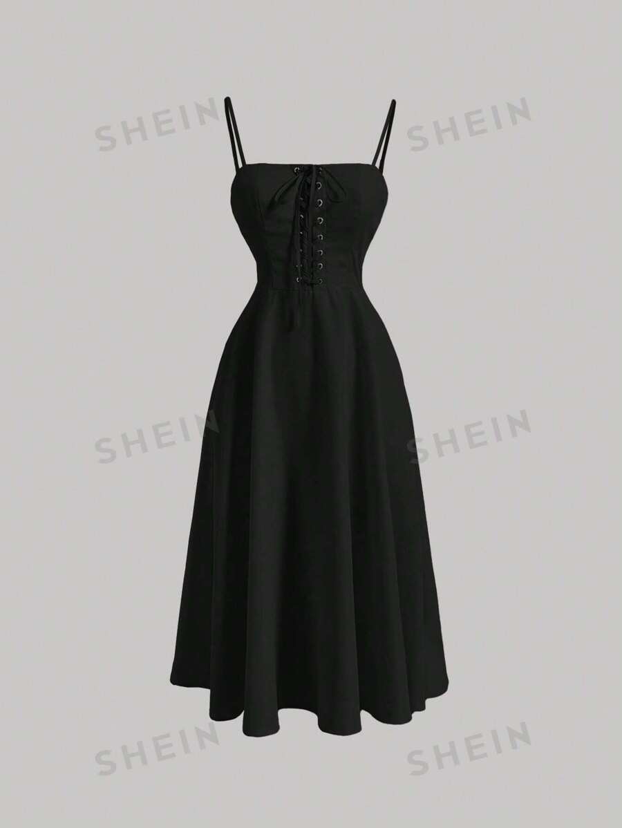 Shein Mod Lace Up Front Cami Dress Shein Usa