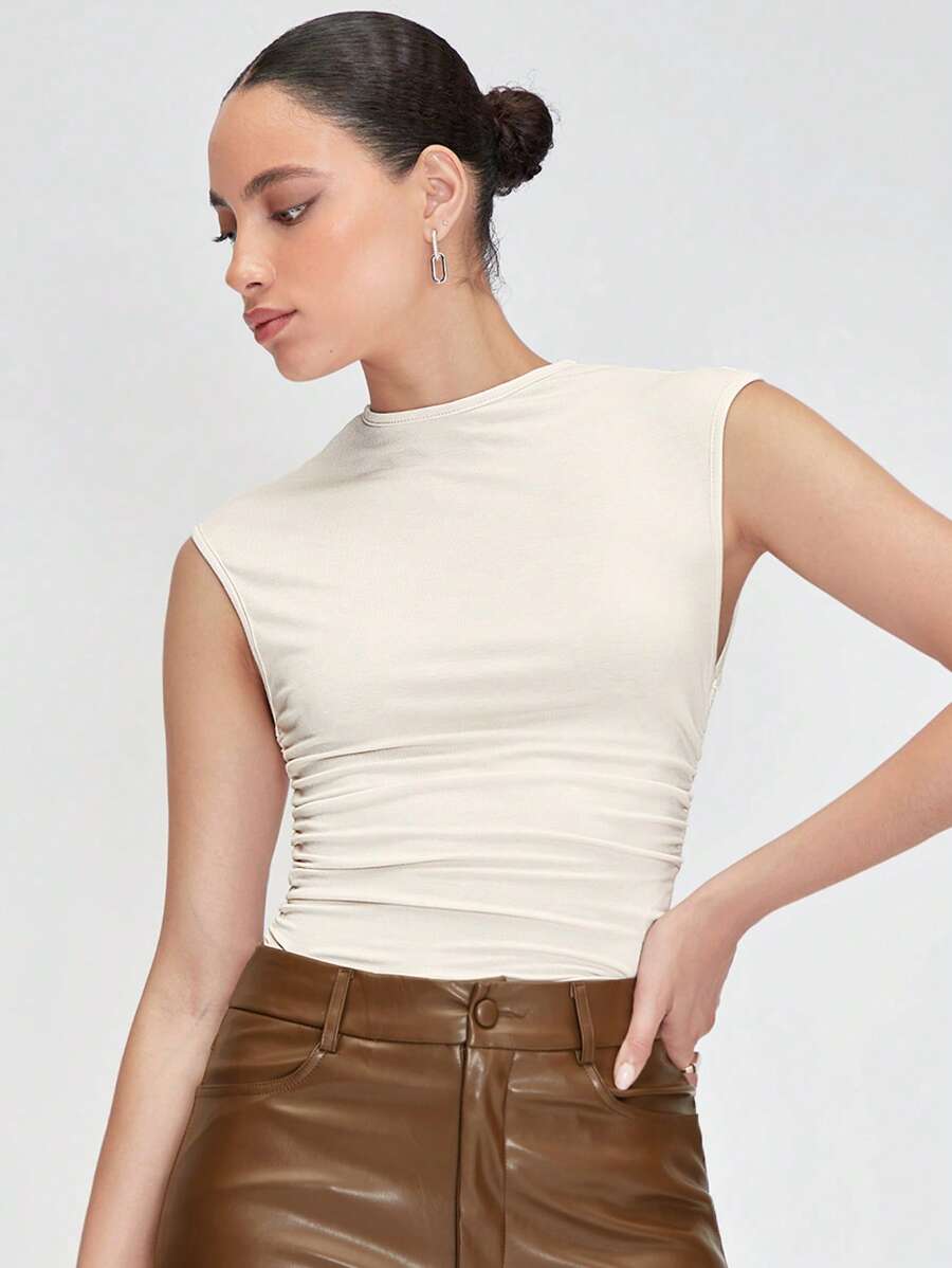 BizChic Solid Ruched Tank Top Workwear | SHEIN USA