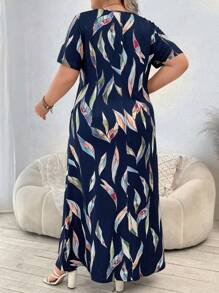 EMERY ROSE Plus Plants Print Hidden Pocket Dress | SHEIN USA