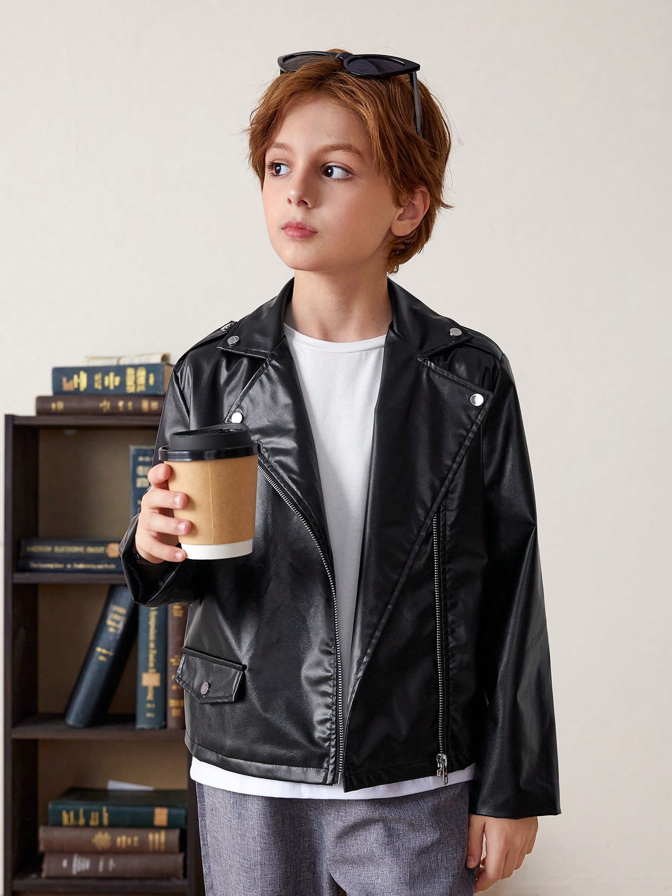 SHEIN Kids EVRYDAY Tween Boy Zip Up PU Leather Moto Jacket | SHEIN USA