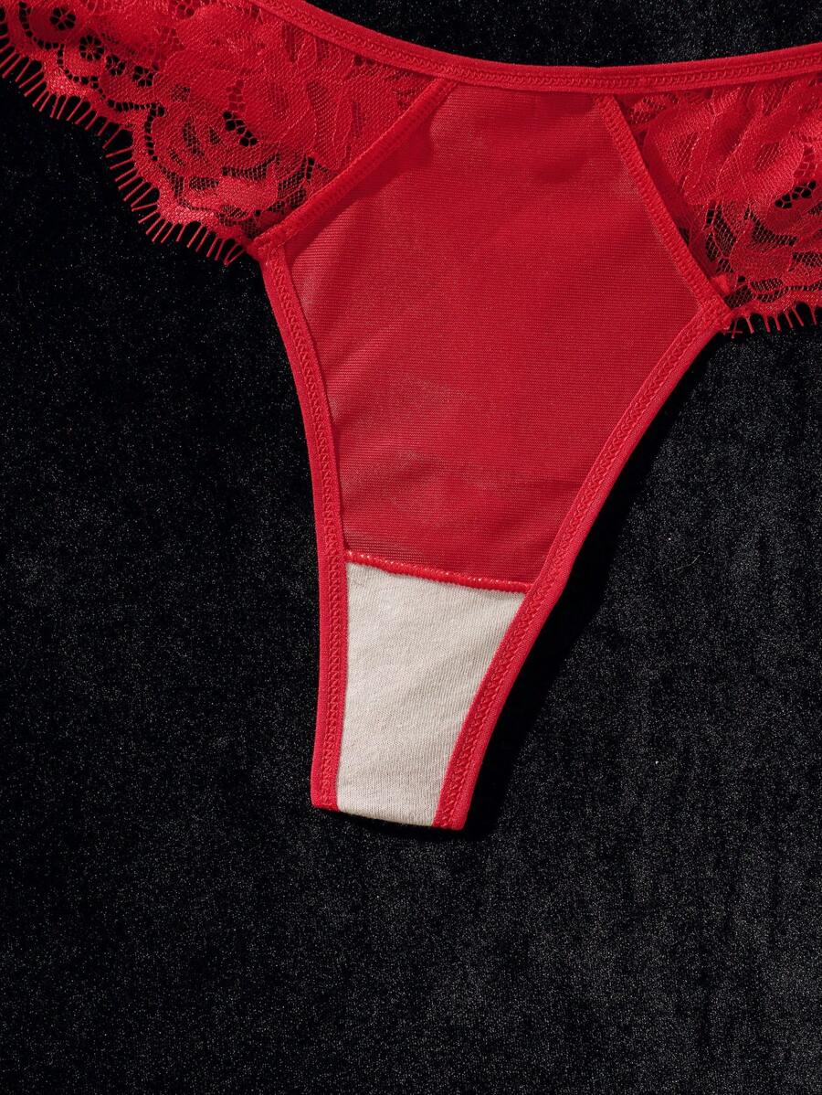 Eyelash Lace Panel Underwire Lingerie Set | SHEIN USA