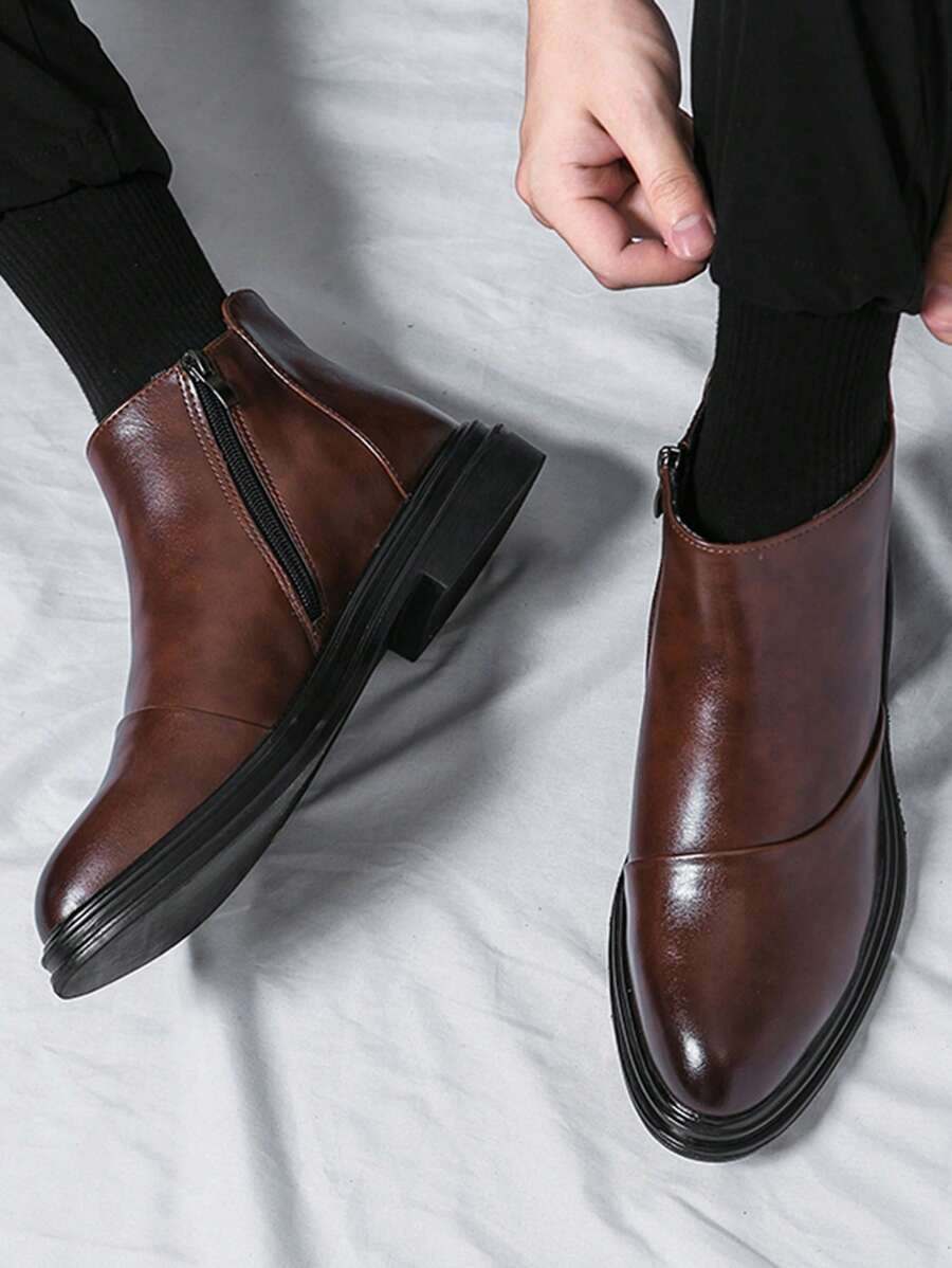 Men's Simple Side Zipper Boots | SHEIN USA