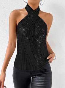 Allurite Criss Cross Halter Top | SHEIN USA