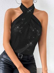 Allurite Criss Cross Halter Top | SHEIN USA
