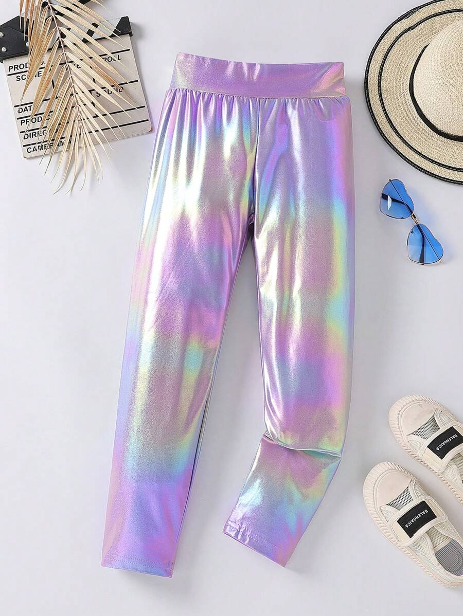 Tween Girl Holographic Skinny Pants | SHEIN USA