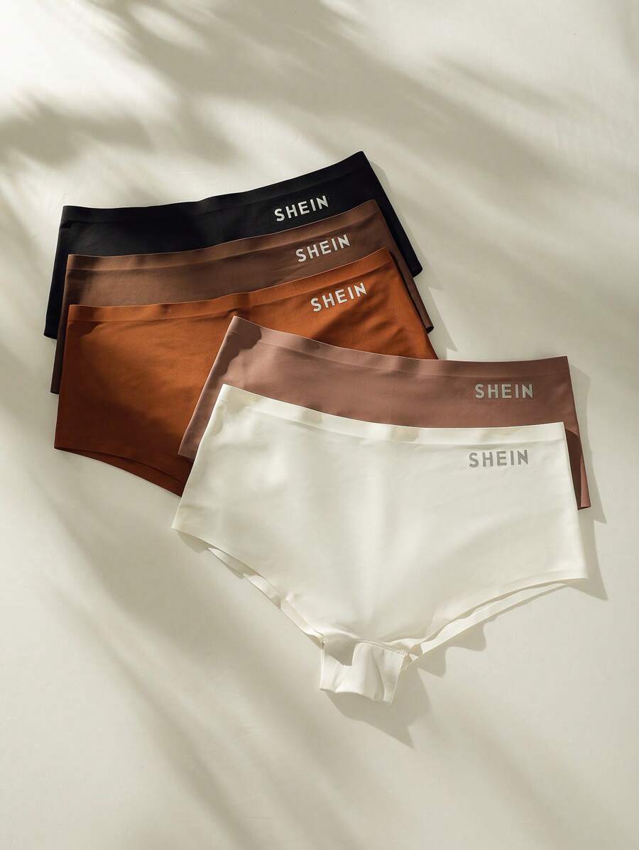 Shein Underwear&Sleepwear Basics Plus Size 5 Pack Letter Graphic ...
