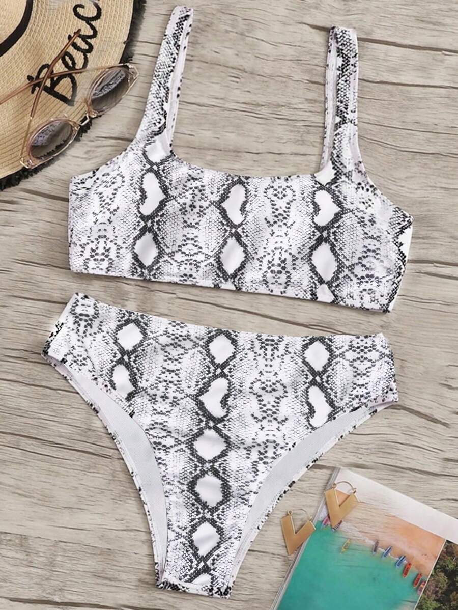 Snakeskin Print Bikini Set For Summer Beach Vacation | SHEIN USA
